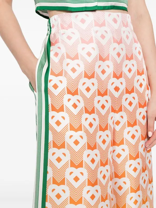 Casablanca Heart Monogram Silk Trousers