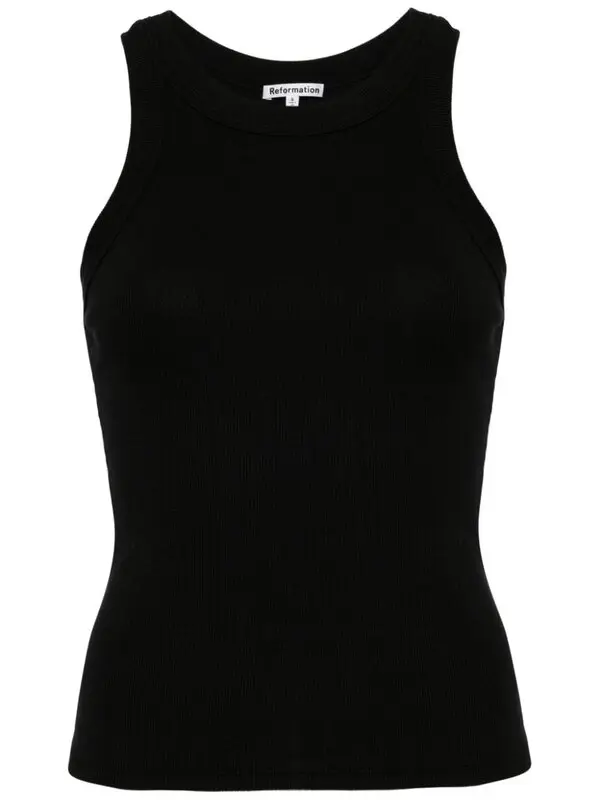 REFORMATION Tasha Ribbed Tank Top - Black