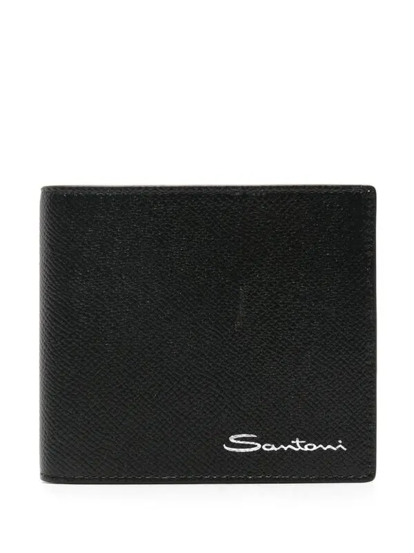 Santoni Bi-fold Leather Wallet - Black