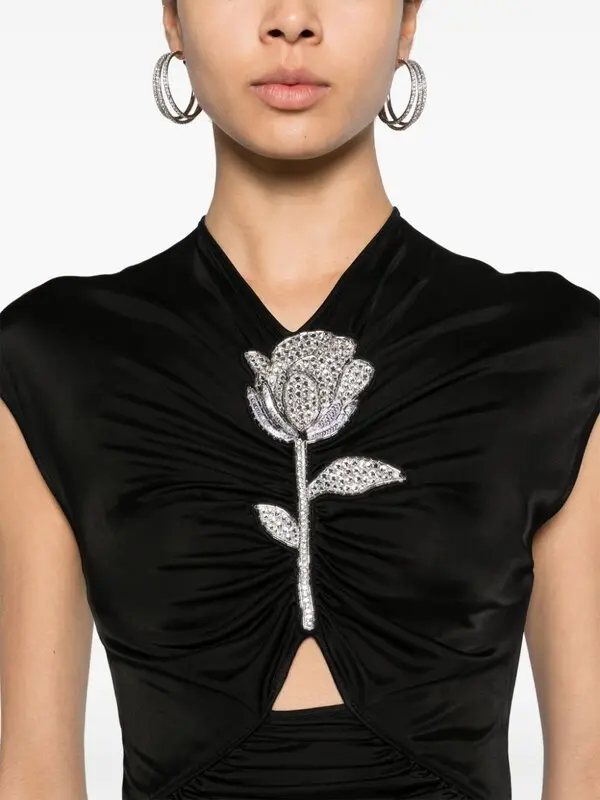 David Koma Floral-detailed Ruched Mini Dress