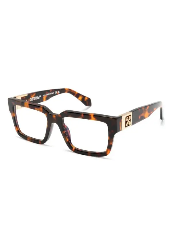 Off-White Tortoiseshell Effect Square Frame Glasses