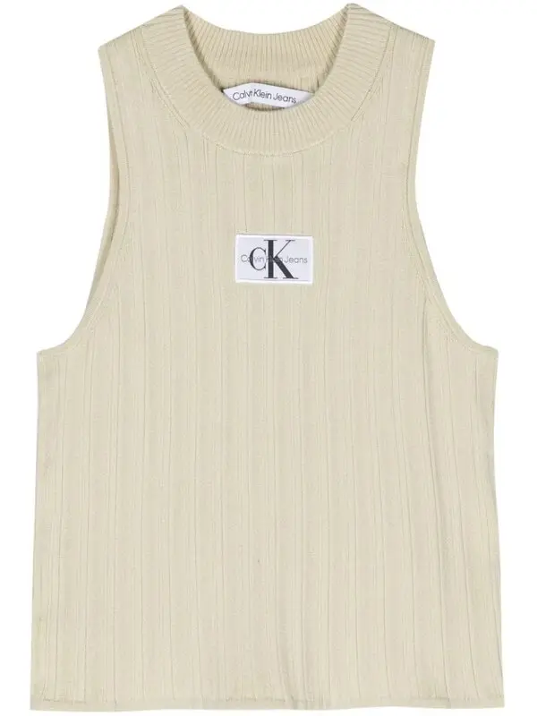 Calvin Klein Logo-patch Ribbed-knit Top