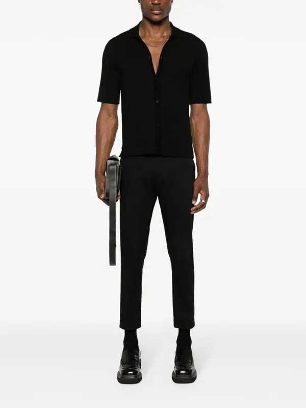 BALLANTYNE Fine-knit Short-sleeved Shirt - Black