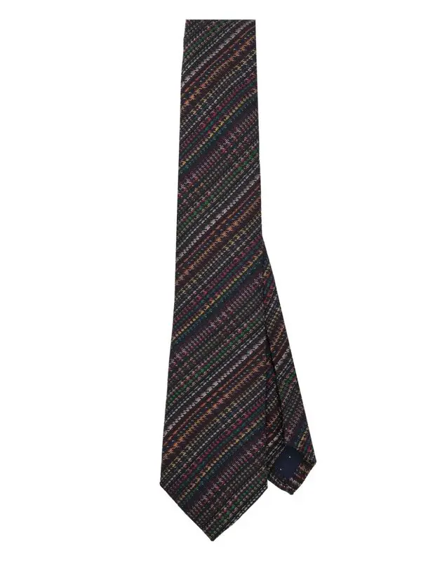 Paul Smith Signature Stripe Houndstooth Neck Tie - Black