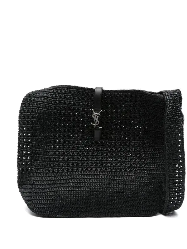 Saint Laurent Medium Les 5 À 7 Raffia Shoulder Bag - Black