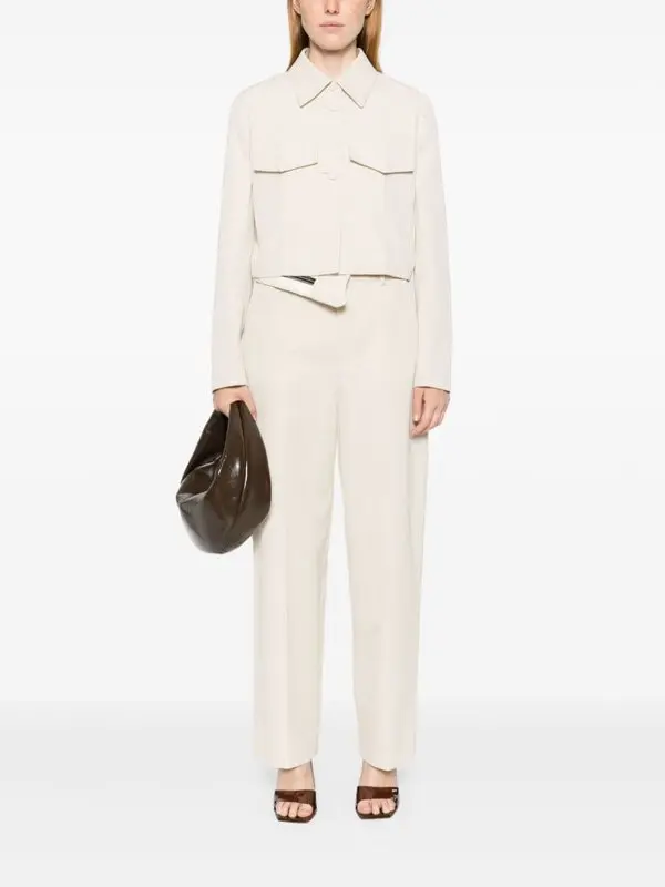 Fendi Twill Cropped Jacket - Neutrals