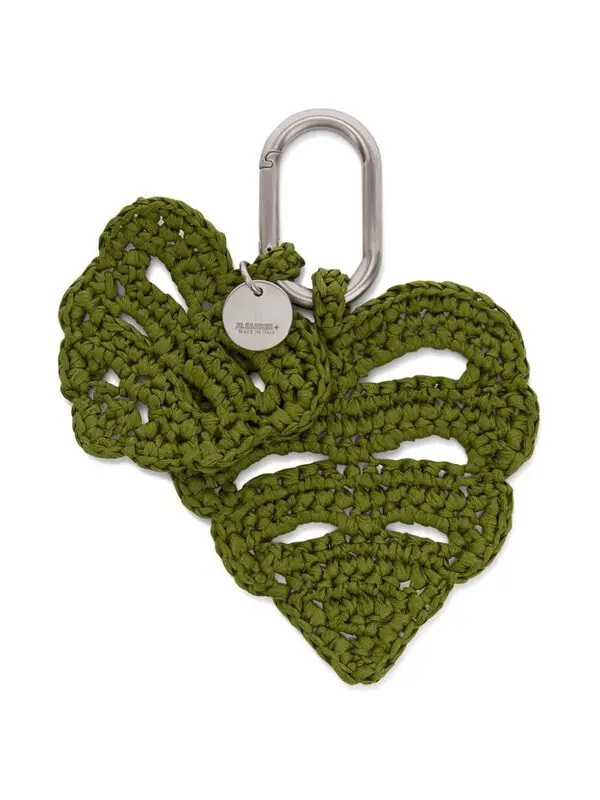 JIL SANDER Woven Raffia Leaf Charm - Green