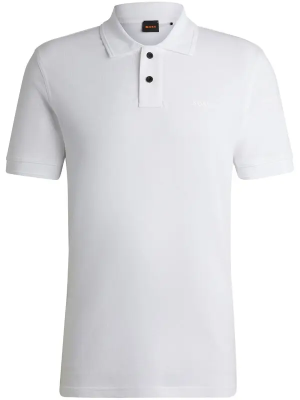 BOSS Logo-print Cotton Polo Shirt - White