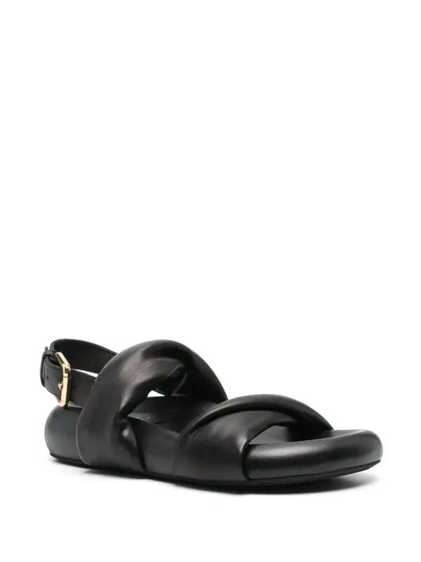 Marni Logo-print Leather Sandals - Black