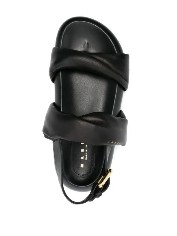 Marni Logo-print Leather Sandals - Black