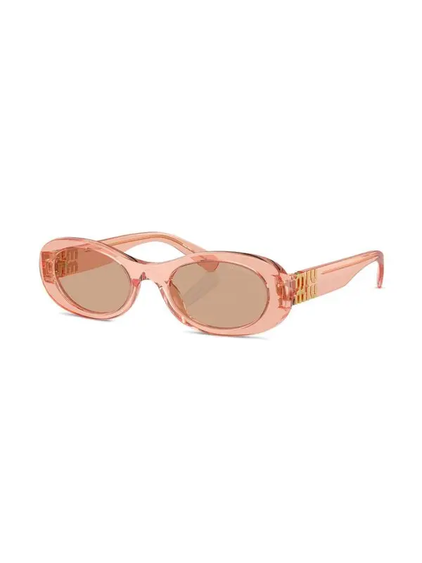 Miu Miu Logo-lettering Oval-frame Sunglasses - Pink