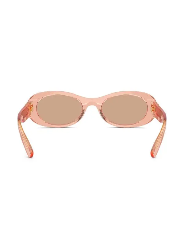 Miu Miu Logo-lettering Oval-frame Sunglasses - Pink