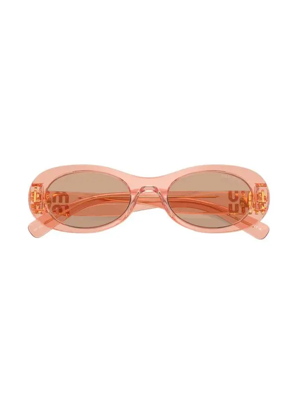 Miu Miu Logo-lettering Oval-frame Sunglasses - Pink