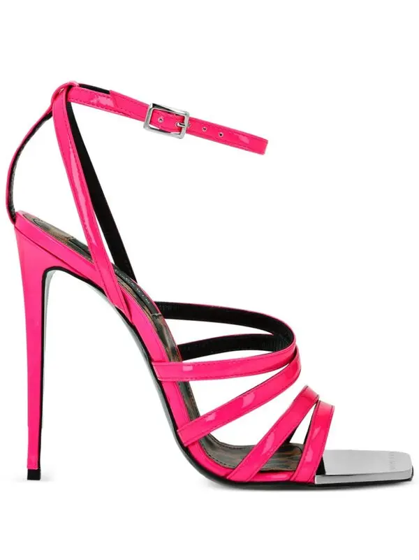 Philipp Plein Square-toe Patent Leather Sandals - Pink