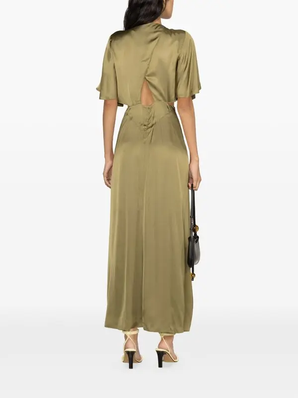 Maje Knot-Detailed Satin Dress In Green - 40% Off