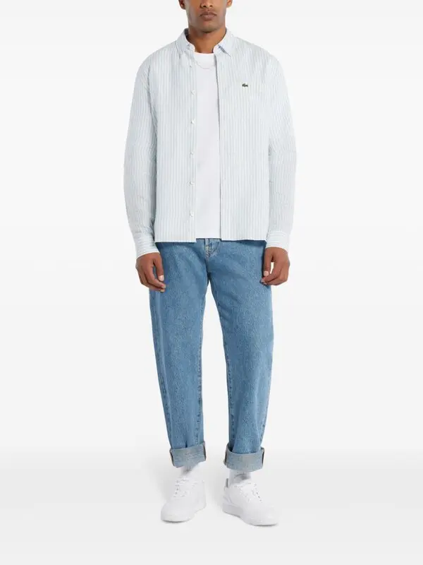 Lacoste Logo-appliqué Striped Shirt - Blue