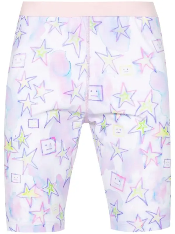 Acne Studios Face-print Tie-dye Shorts - Pink