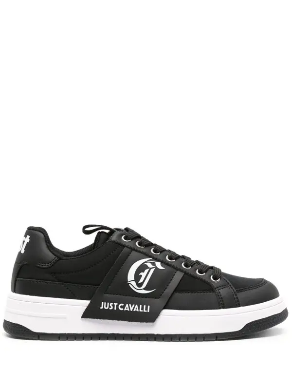 Just Cavalli Logo-print Leather Sneakers - Black