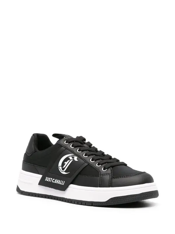 Just Cavalli Logo-print Leather Sneakers - Black
