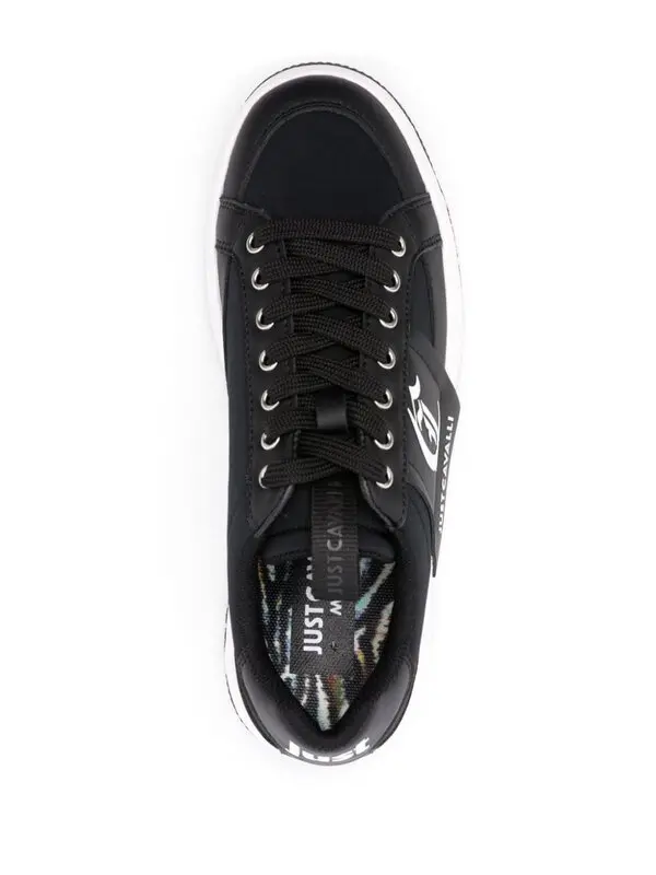 Just Cavalli Logo-print Leather Sneakers - Black