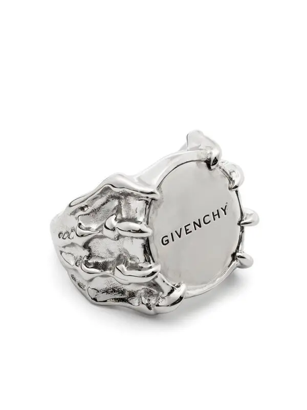 Givenchy Logo-engraved Polished Ring - Silver