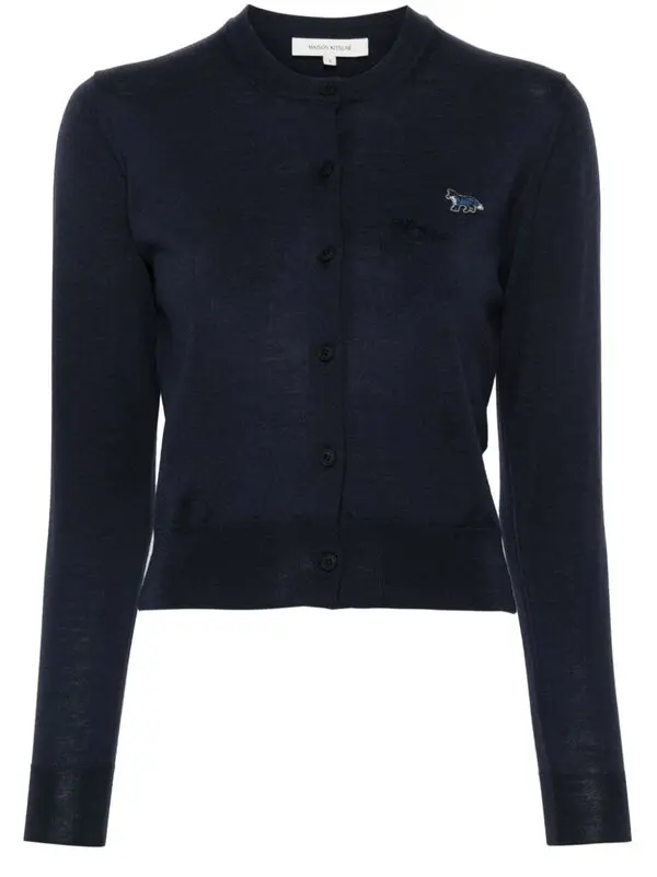Maison Kitsuné Logo-embroidered Wool Cardigan