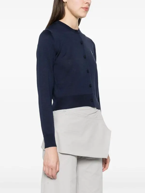 Maison Kitsuné Logo-embroidered Wool Cardigan