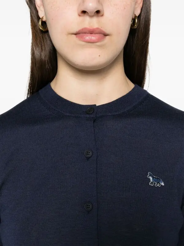 Maison Kitsuné Logo-embroidered Wool Cardigan