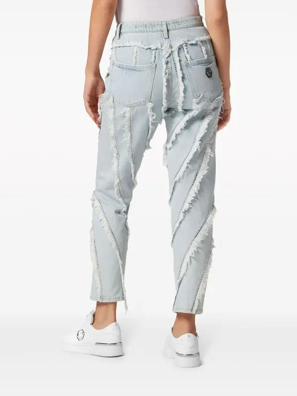 Philipp Plein Distressed Rhinestone-embellished Jeans