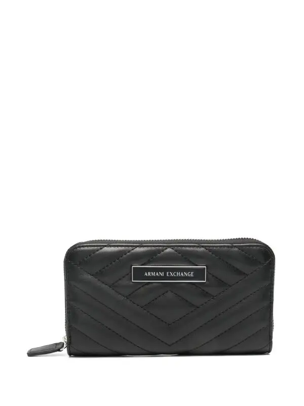Armani Exchange Logo-plaque Quilted Wallet - Black