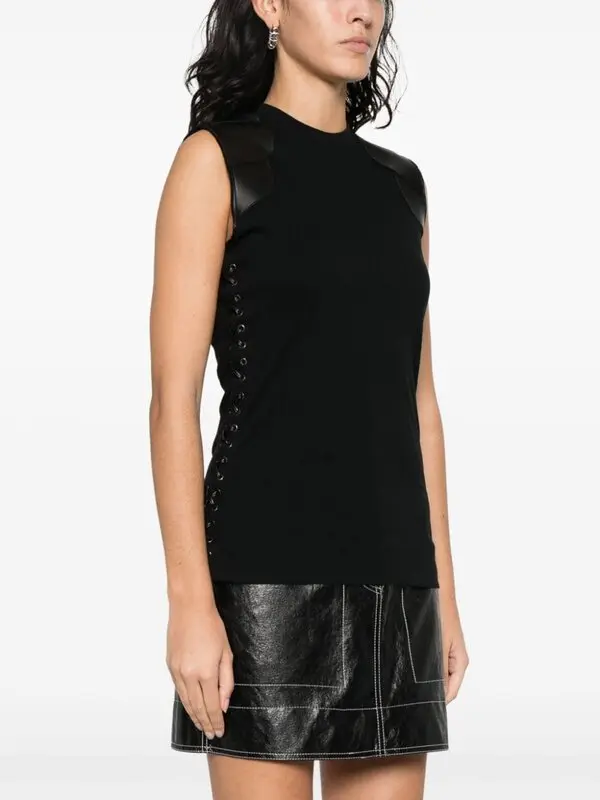 Dsquared2 Leather-trim Cotton Top