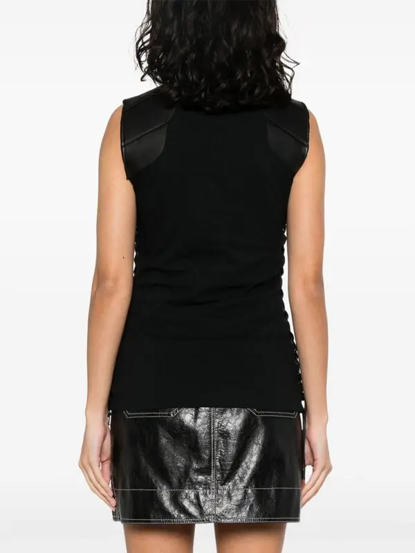 Dsquared2 Leather-trim Cotton Top