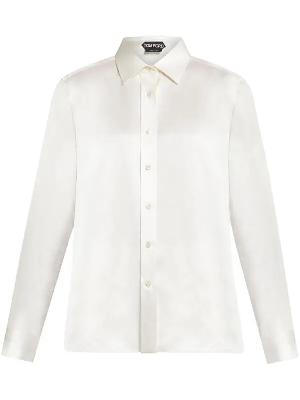 TOM FORD Long-sleeve Silk Shirt - White