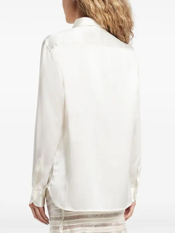 TOM FORD Long-sleeve Silk Shirt - White