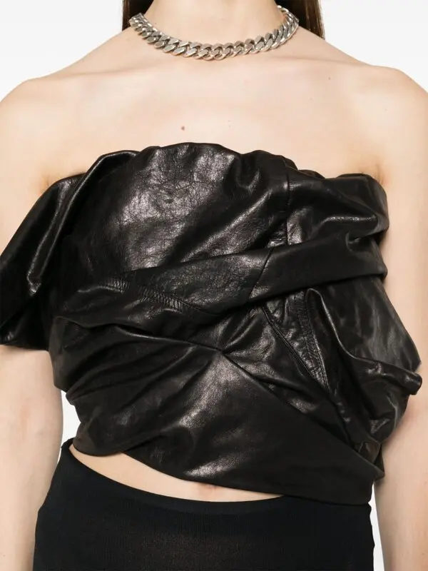 Rick Owens Draped Leather Bustier Top