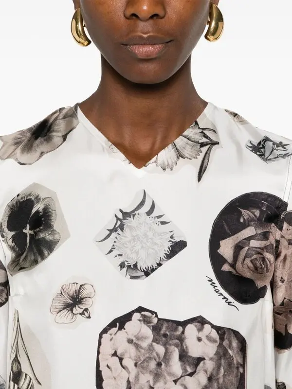 Marni Floral Collage-print Silk Dress