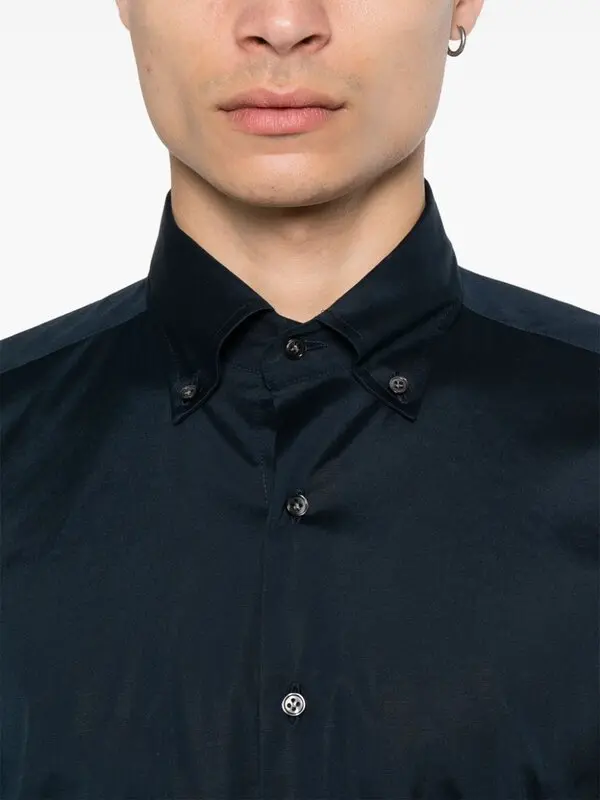 FAY Plain Cotton Shirt - Blue
