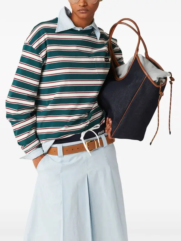 Miu Miu Striped Cotton T-shirt - Green
