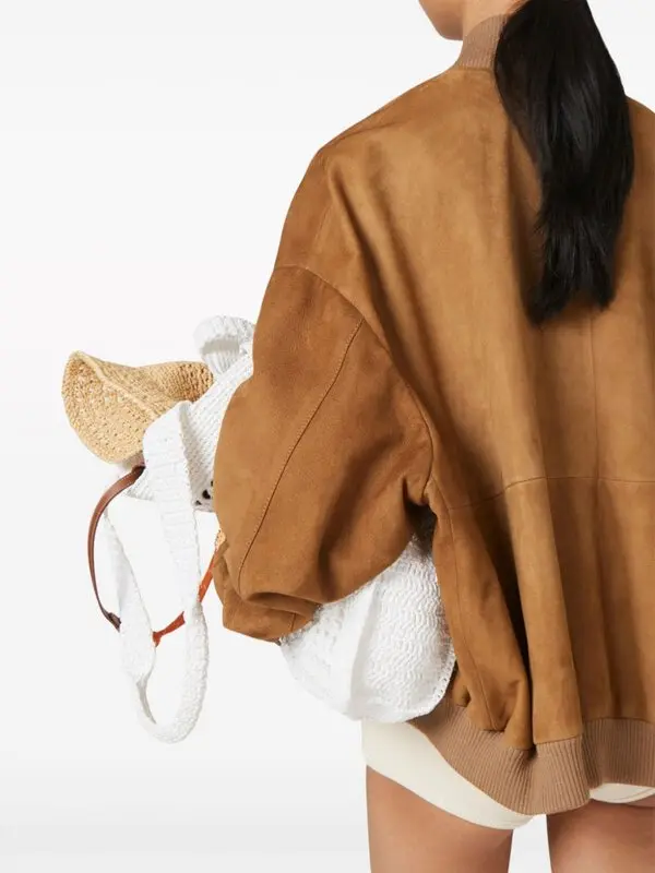Miu Miu Logo-lettering Suede Jacket