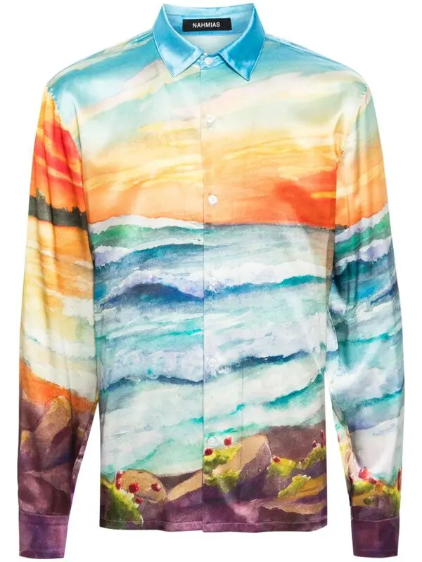 NAHMIAS Abstract-print Silk Shirt