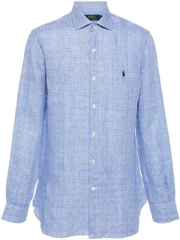 Polo Ralph Lauren Check-pattern Linen Shirt - Blue