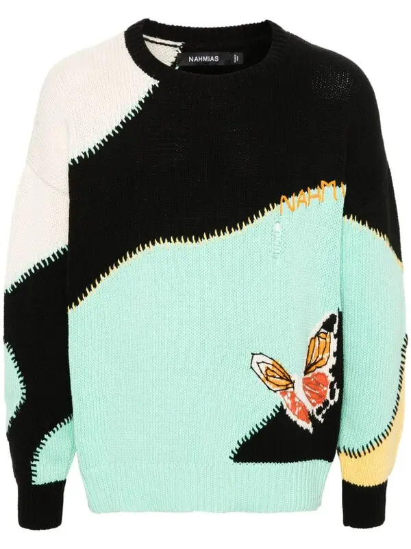 NAHMIAS Butterfly Intarsia-knit Jumper - Black