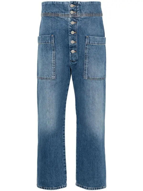 Plan C High-rise Boyfriend Jeans - Blue
