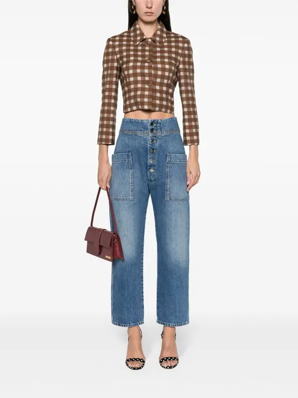 Plan C High-rise Boyfriend Jeans - Blue