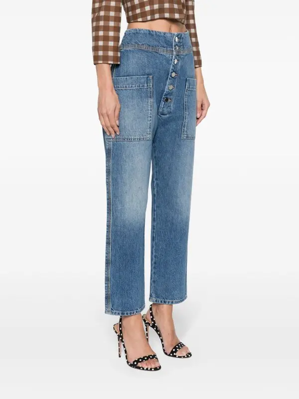 Plan C High-rise Boyfriend Jeans - Blue