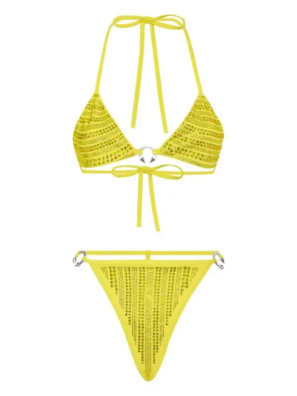 Philipp Plein Crystal-embellished Bikini - Yellow