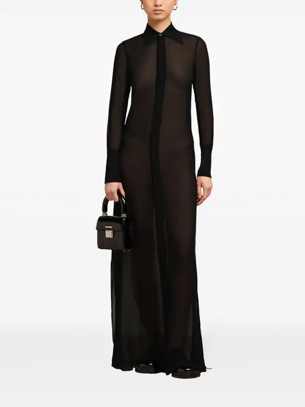 AMI Paris Sheer Silk Maxi Dress - Black