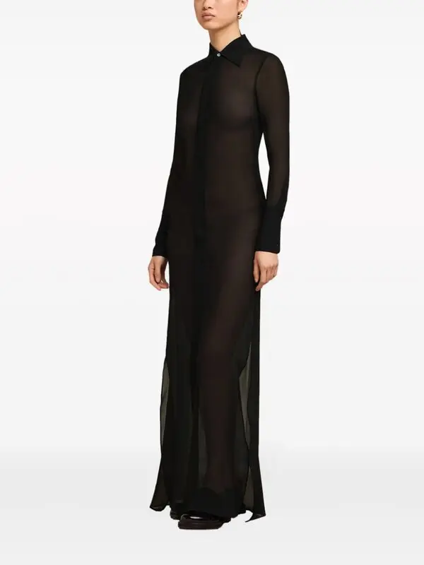 AMI Paris Sheer Silk Maxi Dress - Black
