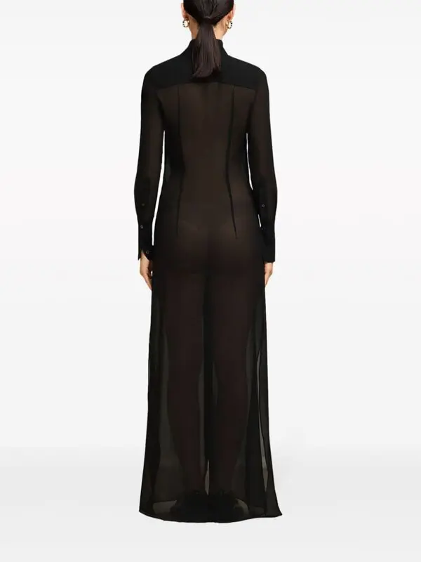 AMI Paris Sheer Silk Maxi Dress - Black