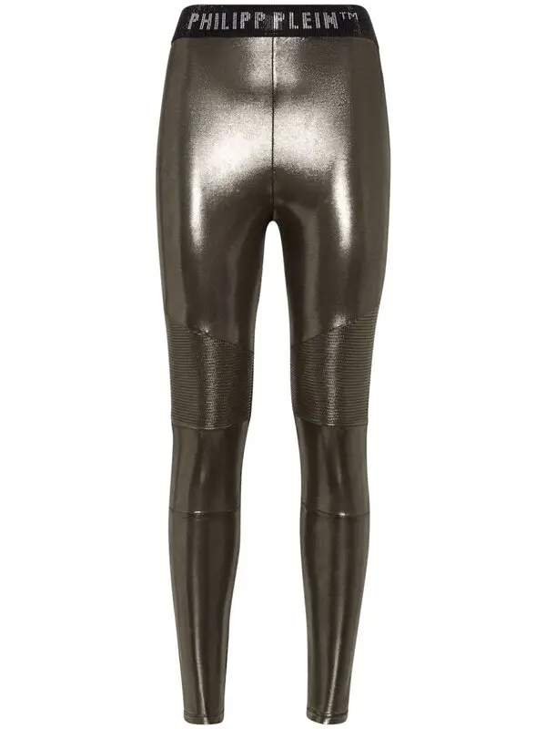 Philipp Plein Logo-waistband Lamé Leggings